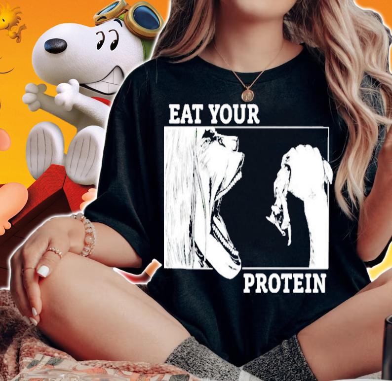 Attack On Titan Anime gym eat your protein shirt t-shirt